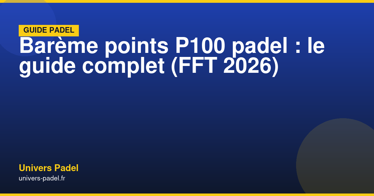 Barème P100 padel — Tableau officiel des points FFT 2026